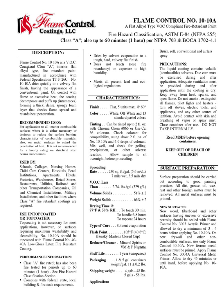 Flame Control 1010a A | PDF | Paint | Fires