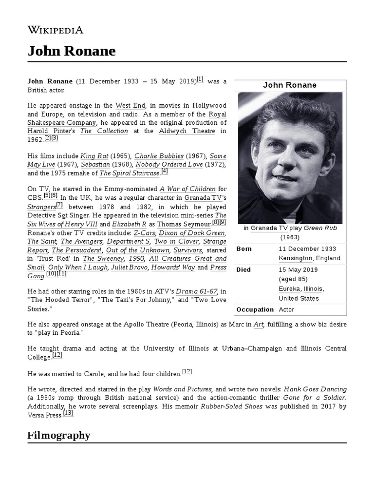 John Ronane: Filmography | PDF