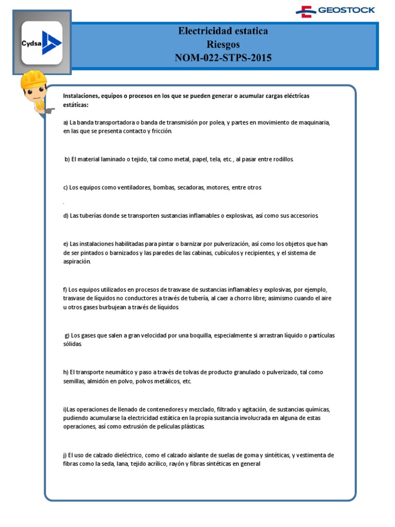Nom 022 STPS 2015 | PDF | Electricidad | Electrostática