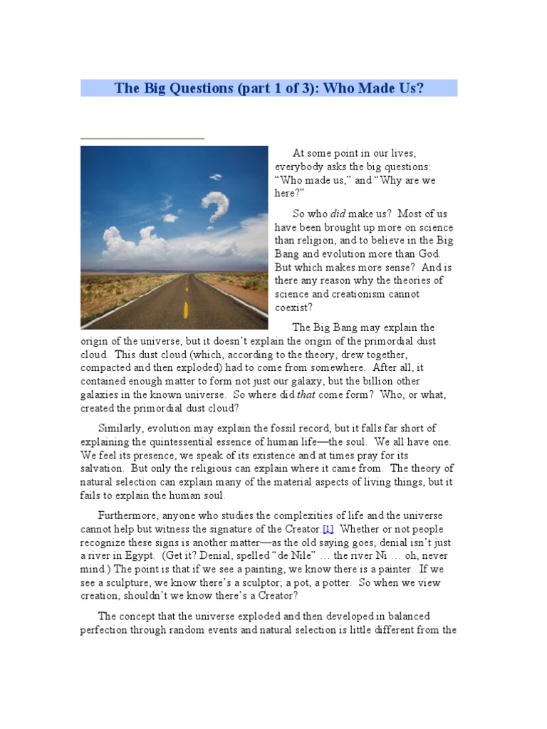 The Big Questions | PDF | Creator Deity | God