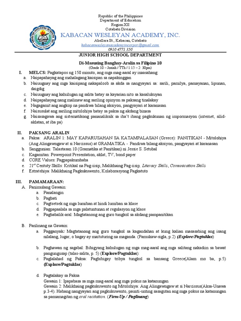 Lesson Plan Grade 10 | PDF