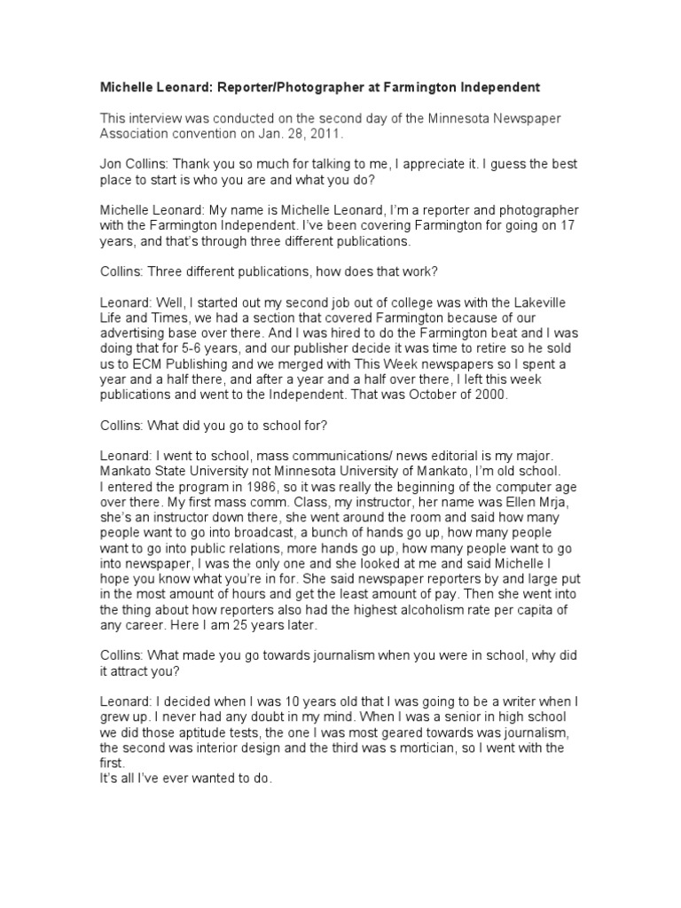 Michelle Leonard | PDF | Newspapers | Mass Media