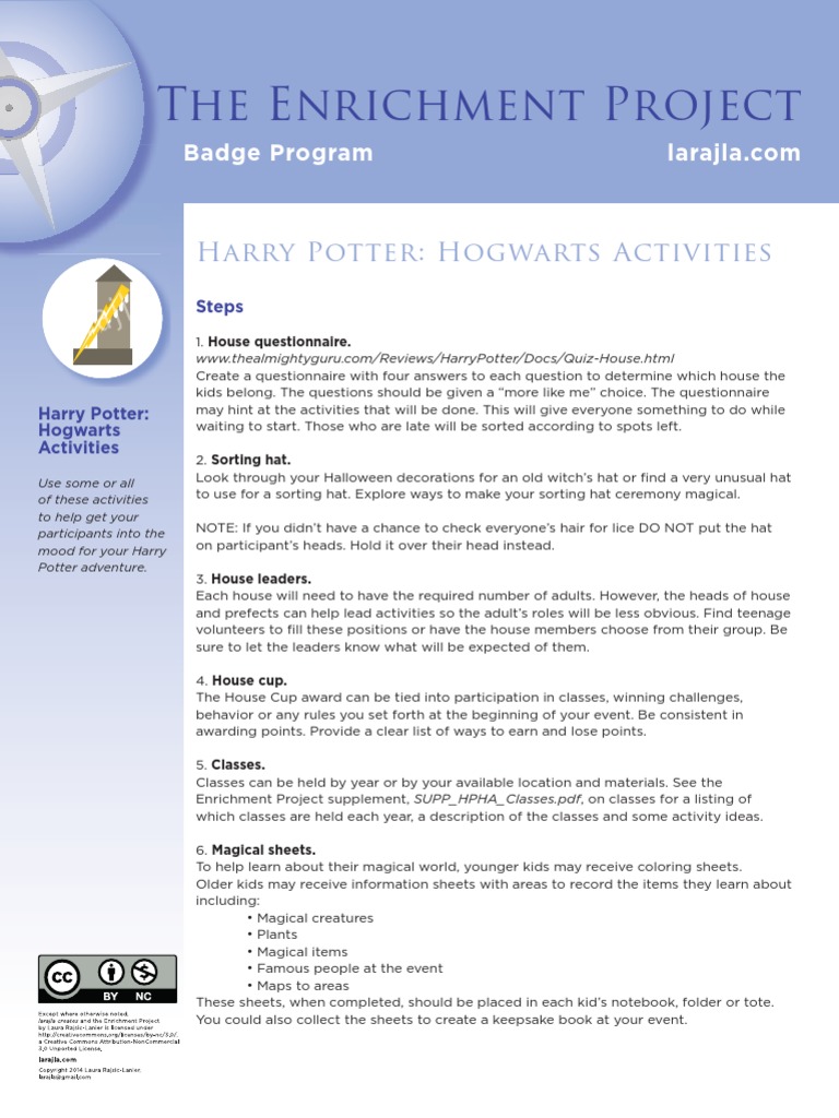 Badge: Harry Potter - Hogwarts Activities | PDF | Harry Potter ...