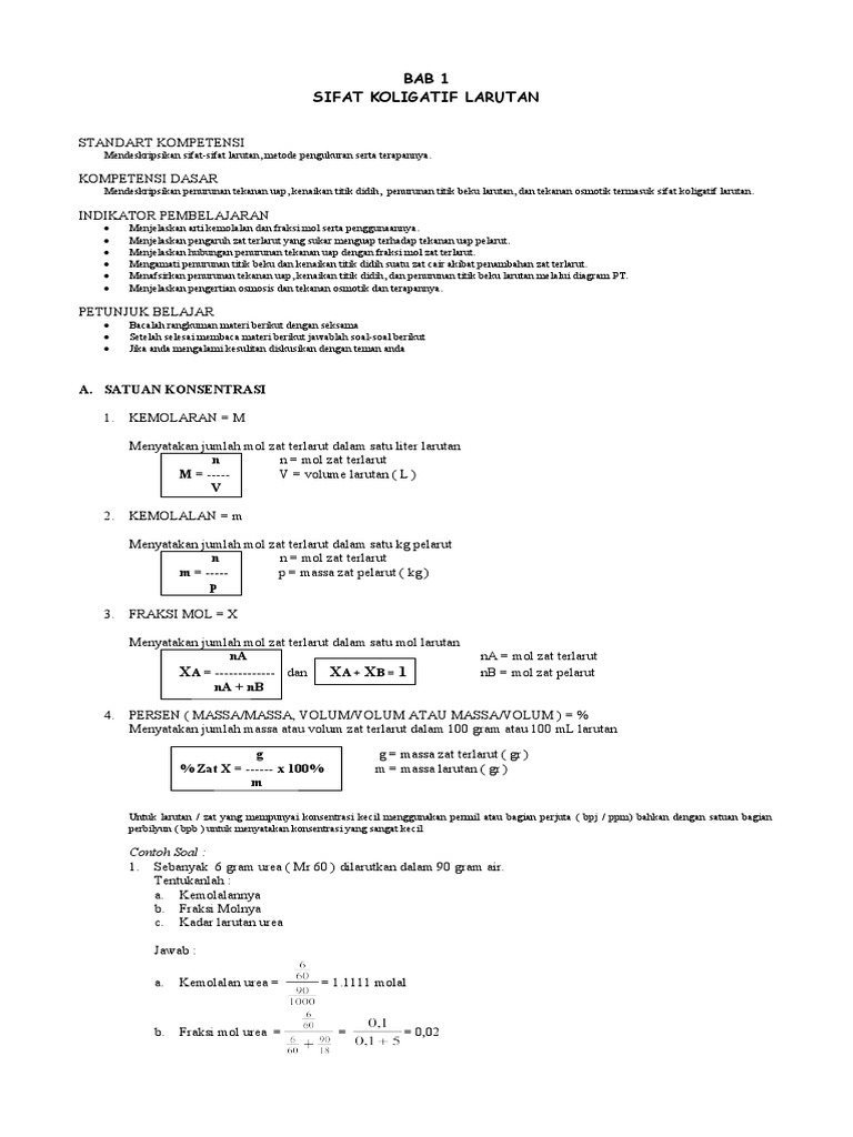 Sifat Koligatif Larutan: Konsep dan Perhitungan | PDF