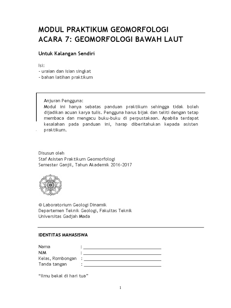 Modul Geomorfo Acara VII Bentang Alam Bawah Laut-1 | PDF | Sains & Matematika