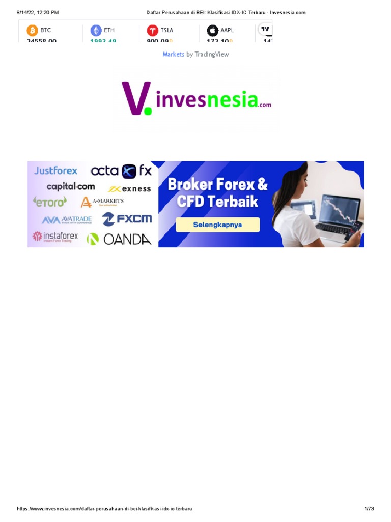Daftar Perusahaan Di BEI - Klasifikasi IDX-IC Terbaru | PDF
