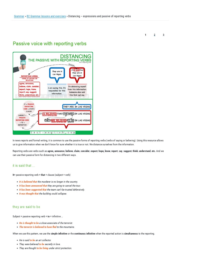 13-Distancing - Expressions and Passive of Reporting Verbs | PDF | Verb ...