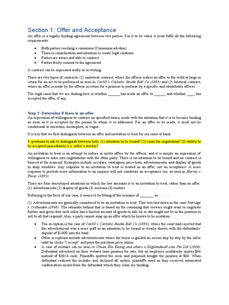 Min Yee's Biz Law Template | Descargar gratis PDF | Estoppel | Offer And Acceptance