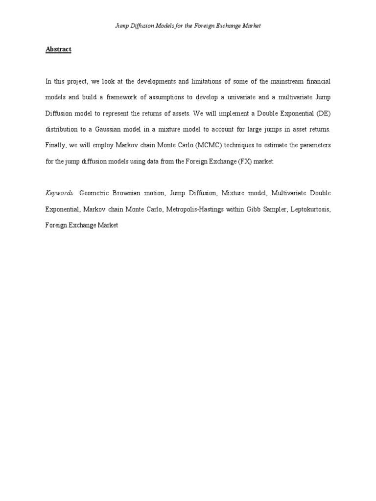 Multivariate Jump Diffusion Models For The Foreign Exchange Market ...