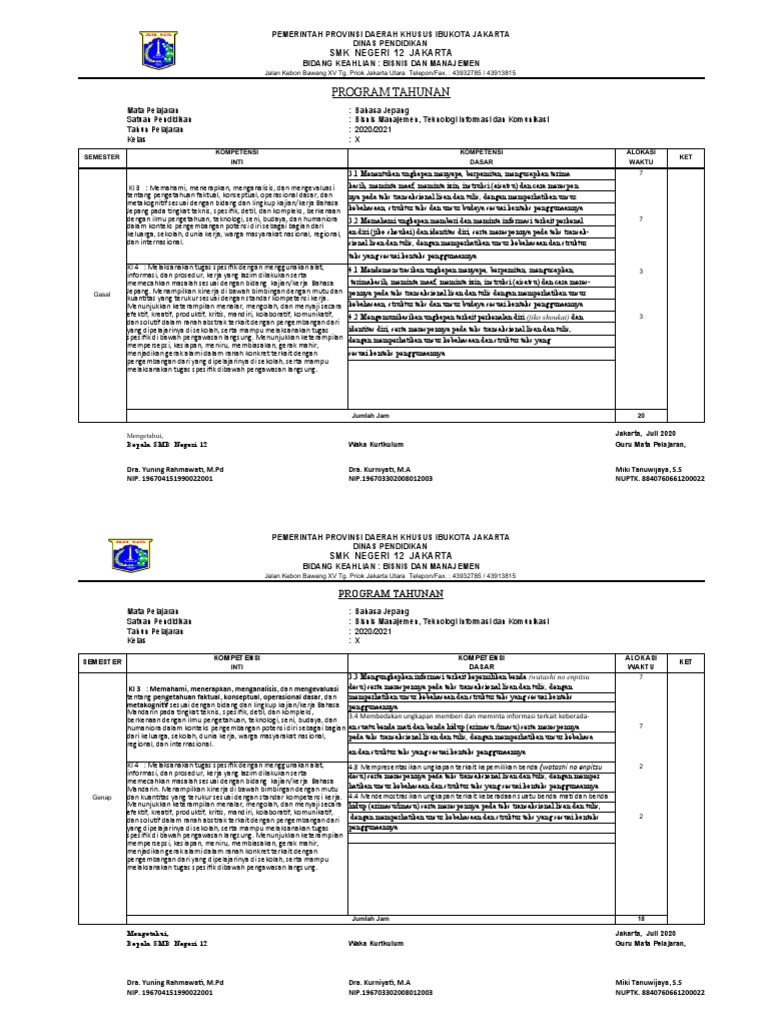 PROTA 2020 - 2021 Jepang X, XI Mandarin XII | PDF