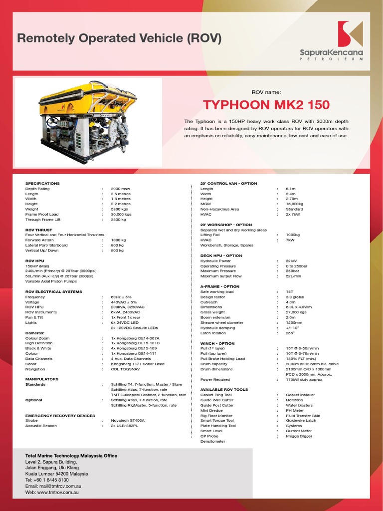 Remotely Operated Vehicle (ROV) : TYPHOON Mk2 150 | PDF | Manufactured ...