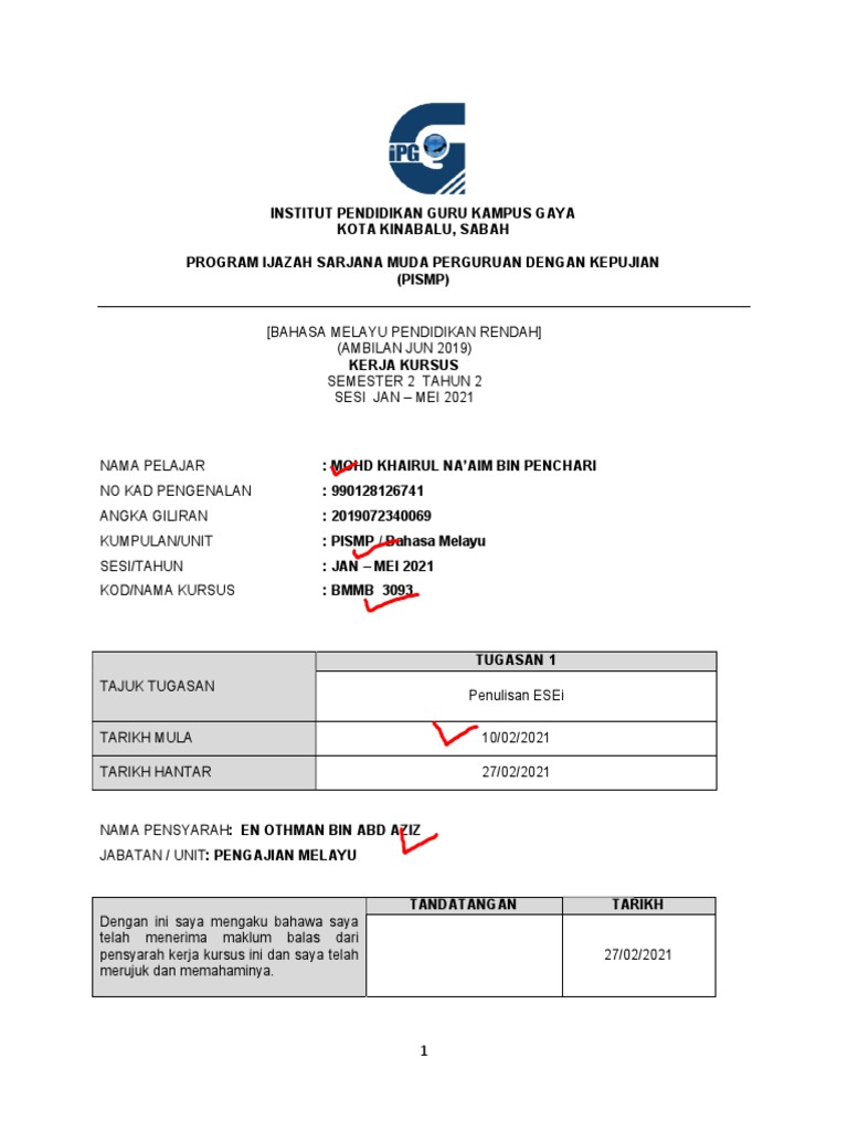 Tugasan 1 BMMB SeniBahasa | PDF