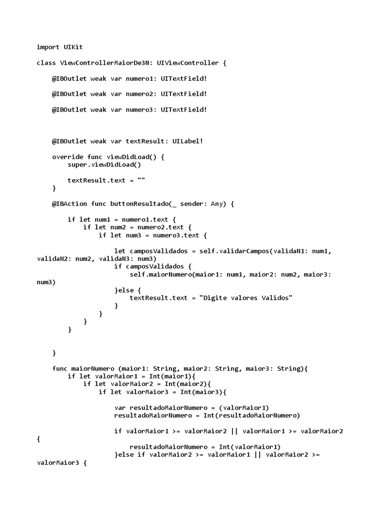 Encontrar o Maior Número em Swift | PDF | Métodos e Materiais de Ensino