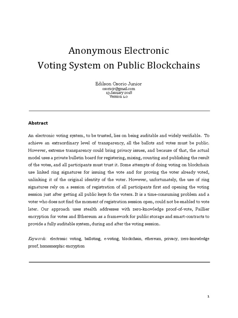 Whitepaper - Anonymous Electronic Voting System On Public Blockchains ...