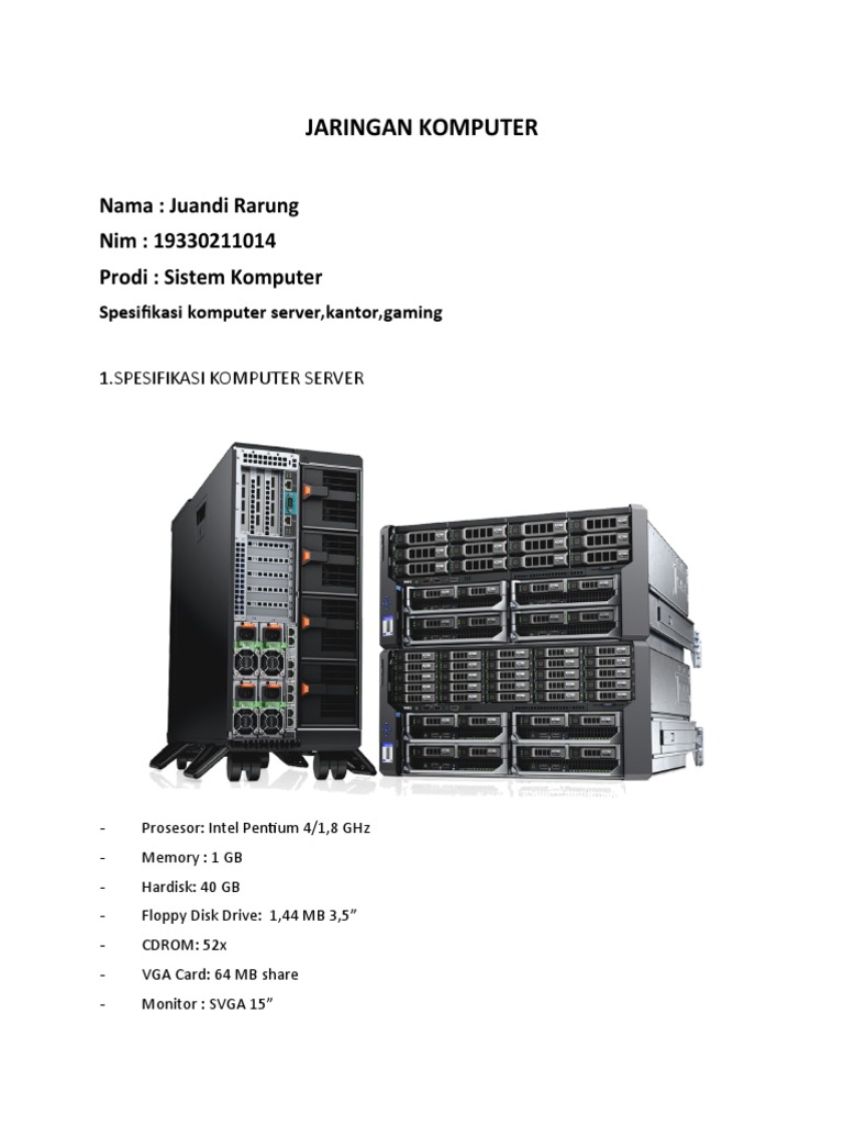 Spesifikasi Komputer Gaming Kantor Server | PDF