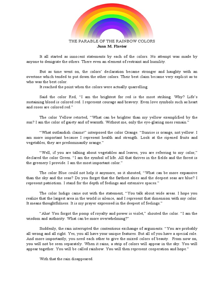 The Parable of The Rainbow Colors | PDF | Color | Qualia
