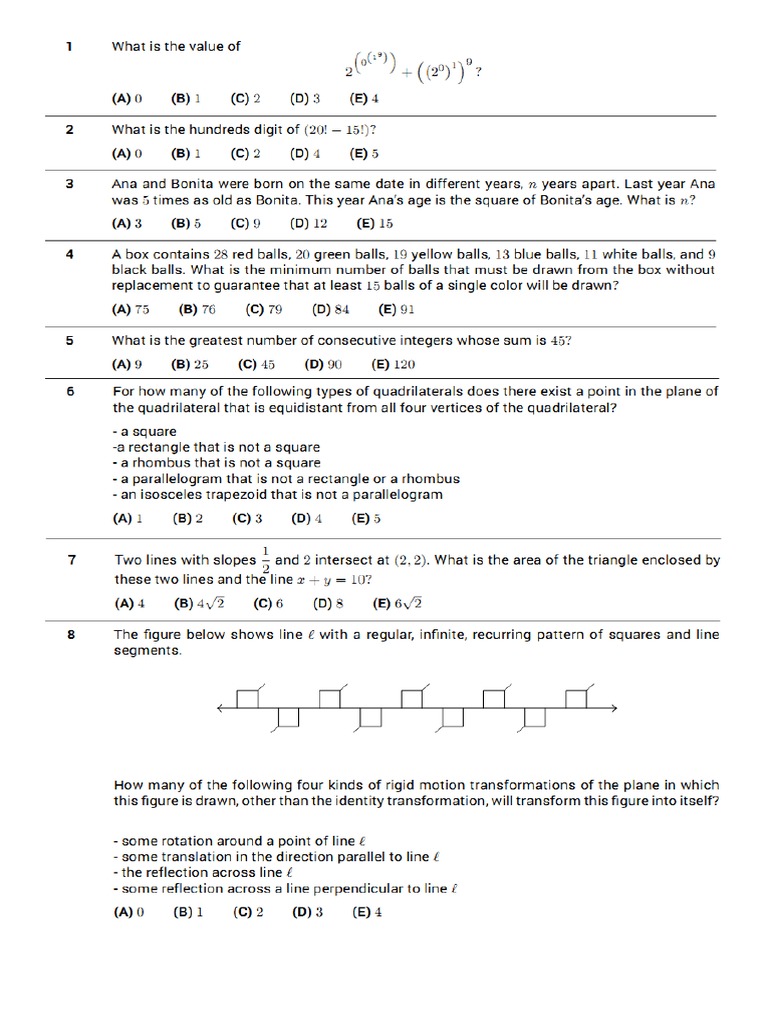AMC Practice A | PDF