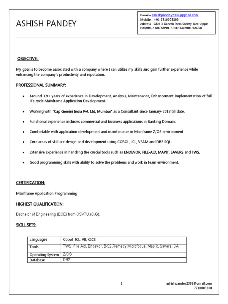 Ashish Pandey Resume | PDF | Ibm Db2 | Computer Programming
