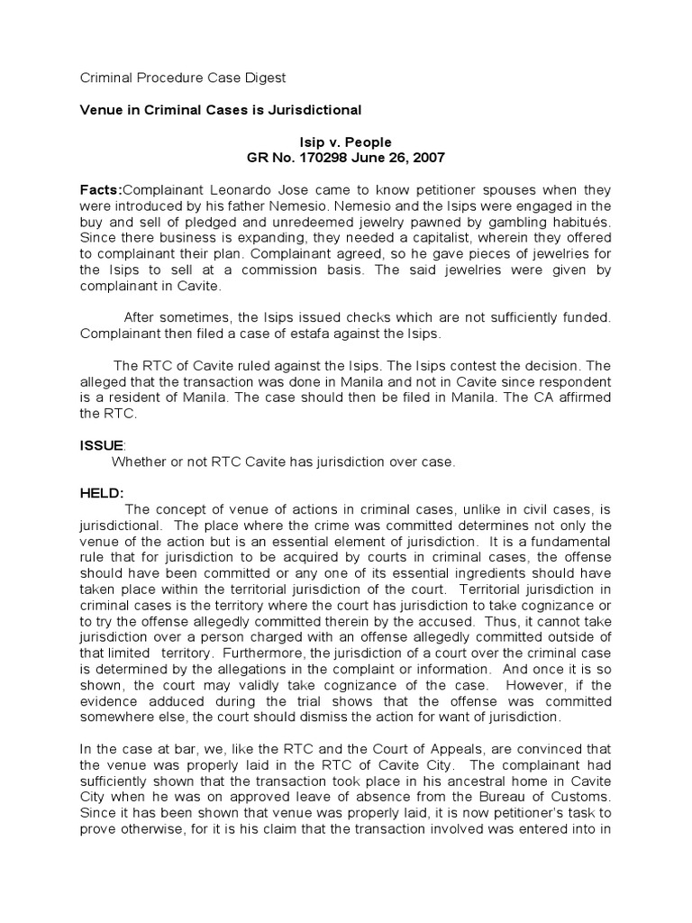 Criminal Procedure Case Digest Full | PDF | Defamation | Complaint