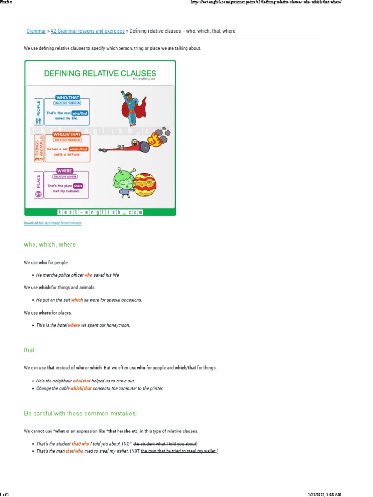 Grammar Guide: Defining Clauses | PDF
