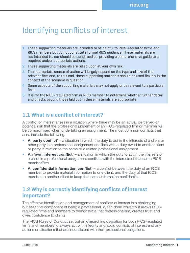 Understanding RICS Conflicts of Interest | PDF | Conflict Of Interest ...