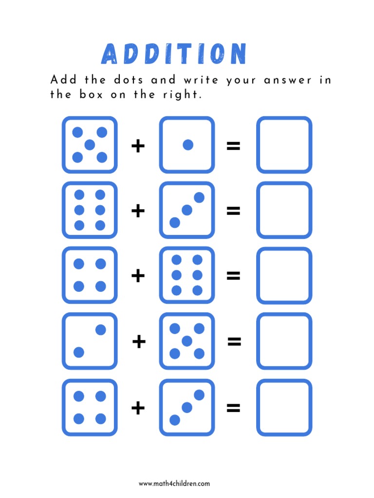 Addition Using Pictures of Dice | PDF