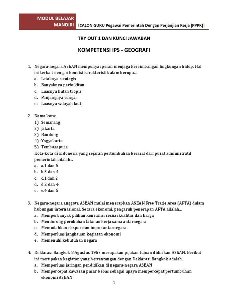 TRY OUT 1 Dan Kunci Jawaban | PDF