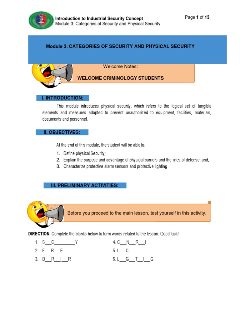 Lea 3 Module 3 | PDF | Physical Security | Wall