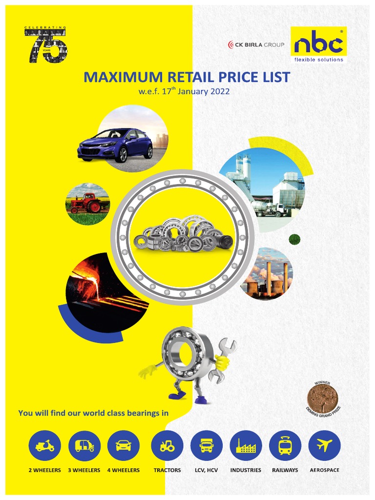 NBC Bearing MRP Rate List | PDF | Bearing (Mechanical)
