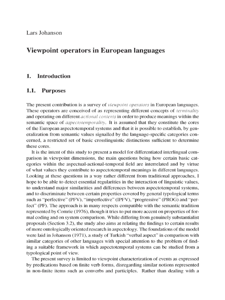 Viewpoint Operators in European Languages | PDF | Linguistic Typology ...