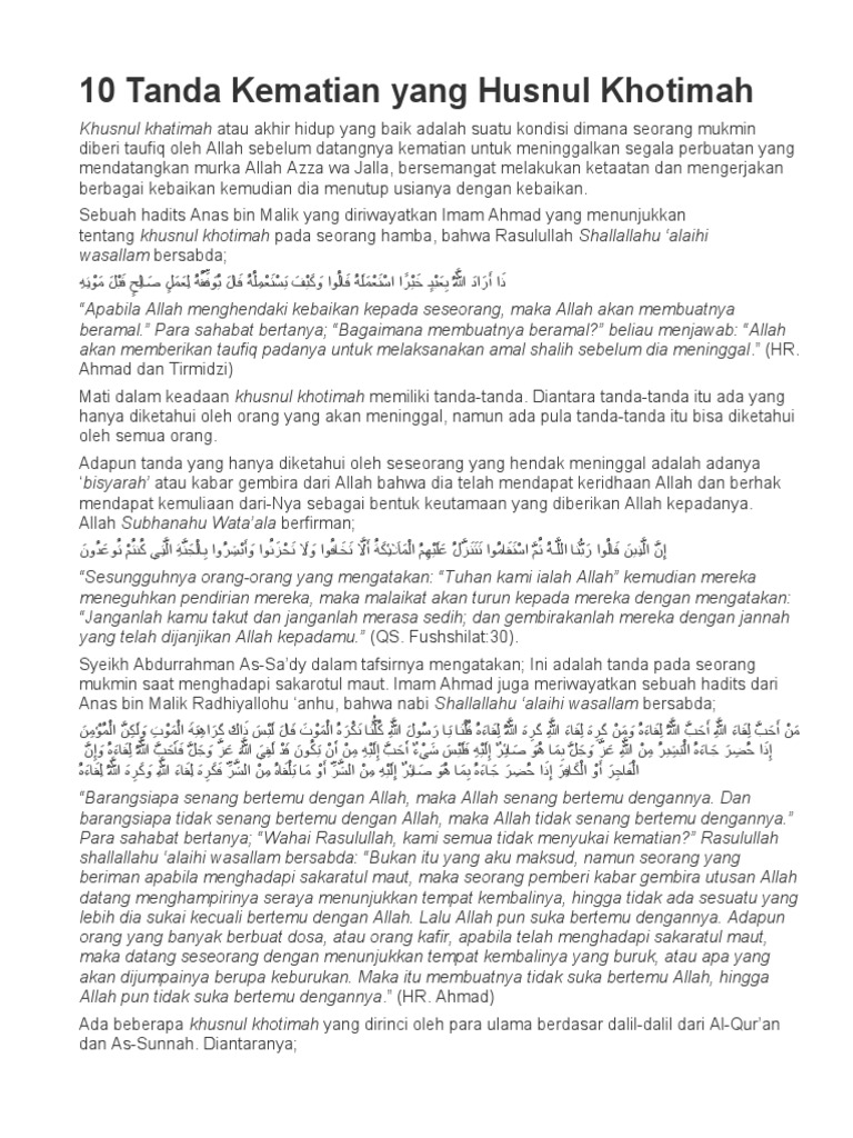 10 Tanda Kematian Yang Husnul Khotimah | PDF 10 Tanda Kematian Yang Husnul Khotimah | PDF