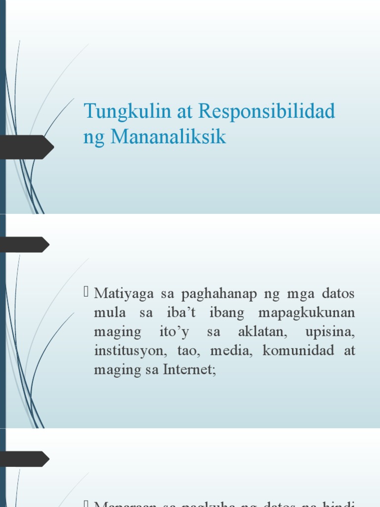 Tungkulin at Responsibilidad NG Mananaliksik | PDF