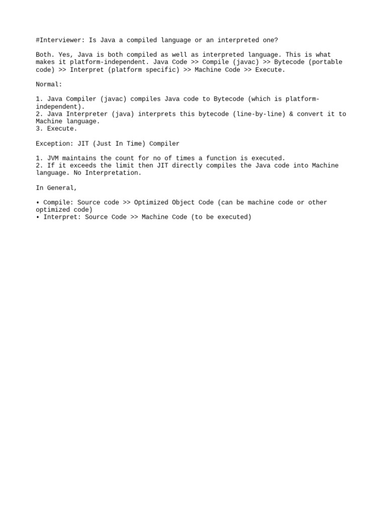 Is Java A Compiled Language or An Interpreted One | PDF | Teaching ...