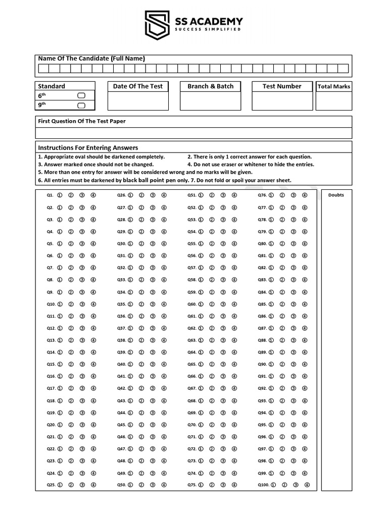 OMR Sheet (1) | PDF