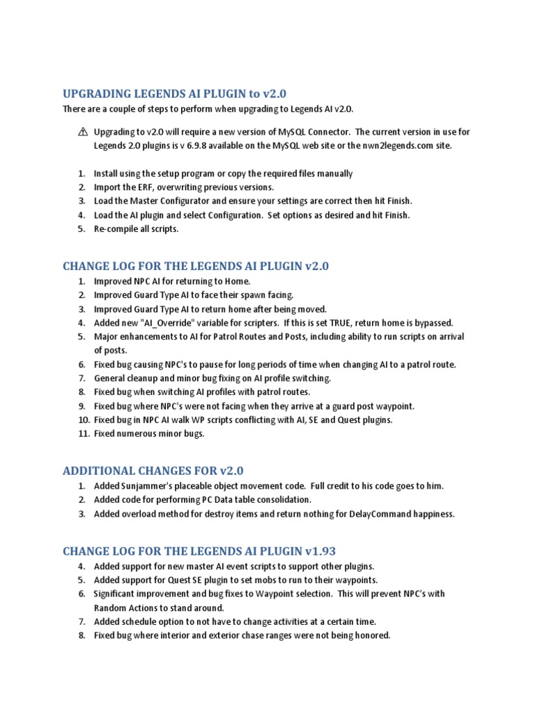 Upgrading Legends Ai Plugin To V2.0 | PDF | Software Bug | Software ...