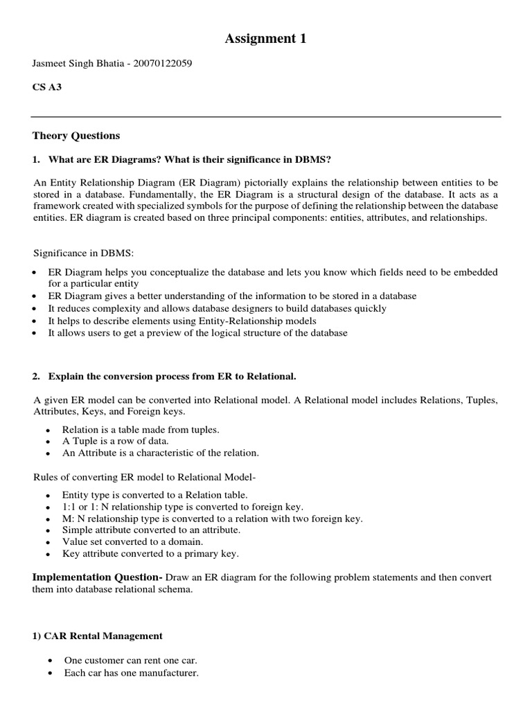 DBMSL Assignment 1 | PDF | Relational Database | Databases