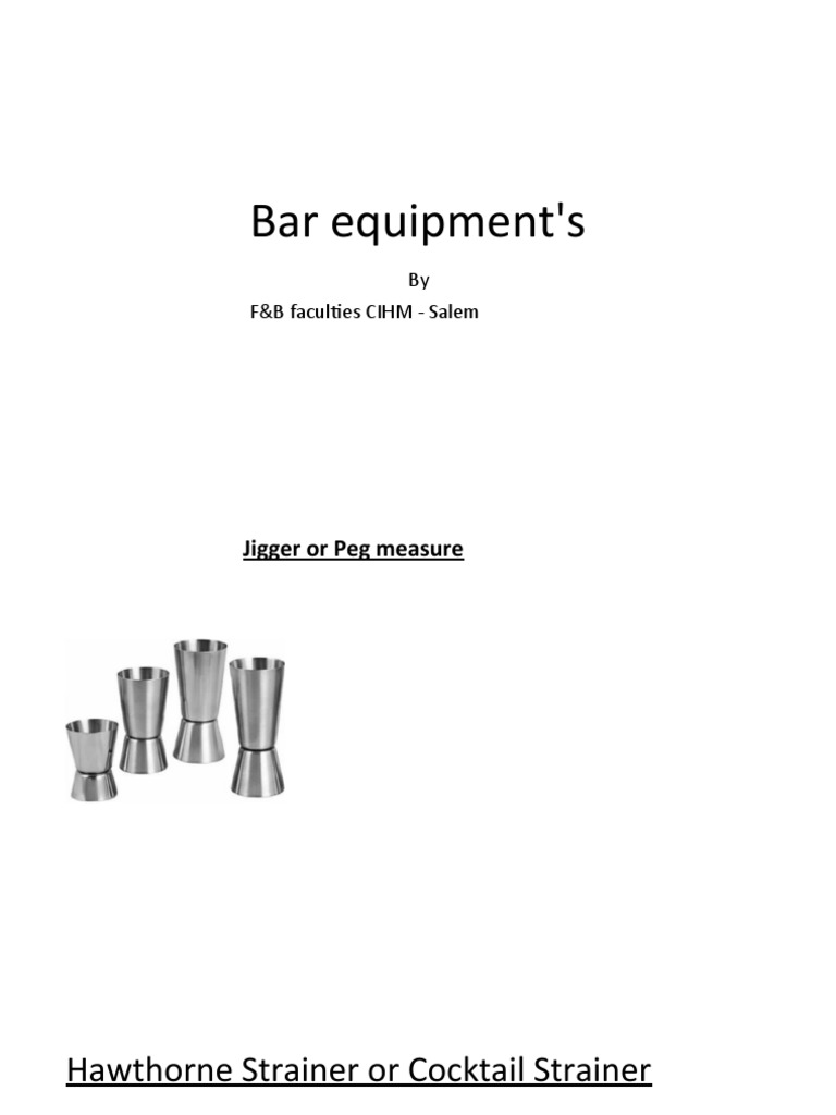 Bar Equipment S Method of Making | PDF | Cocktails | Martini (Cocktail)