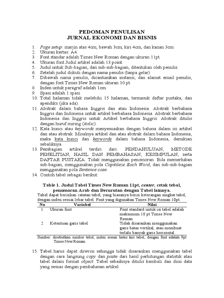 Pedoman Penulisan JEB | PDF