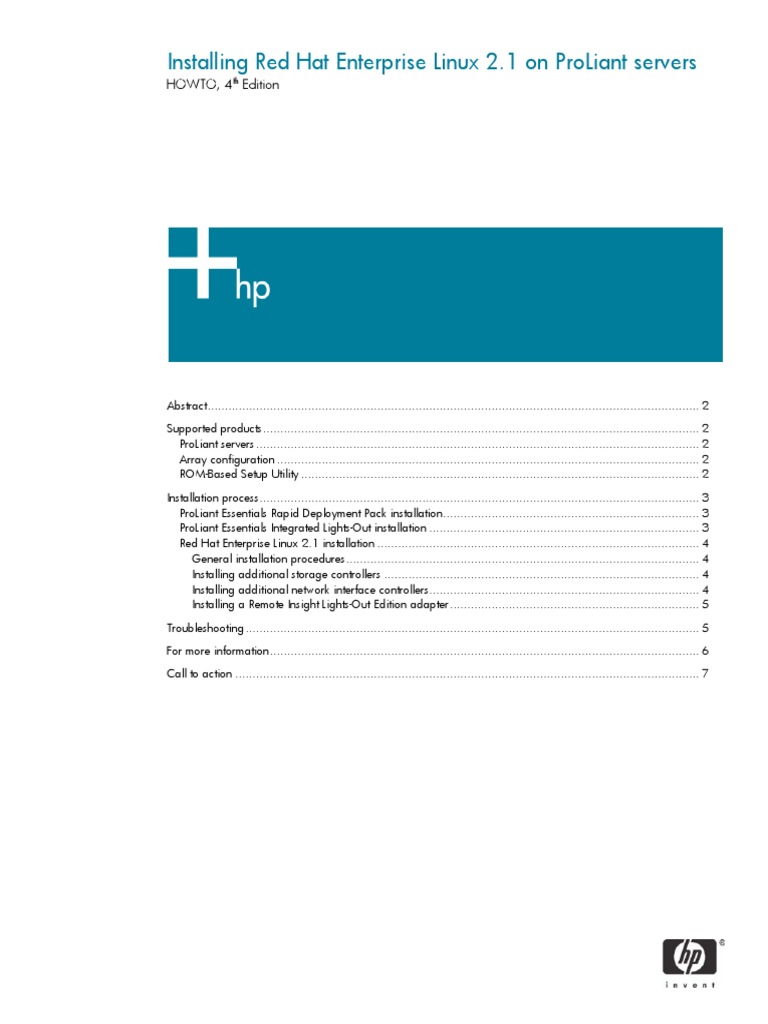 Installing Red Hat Enterprise Linux 2.1 On Proliant Servers: Howto, 4 ...