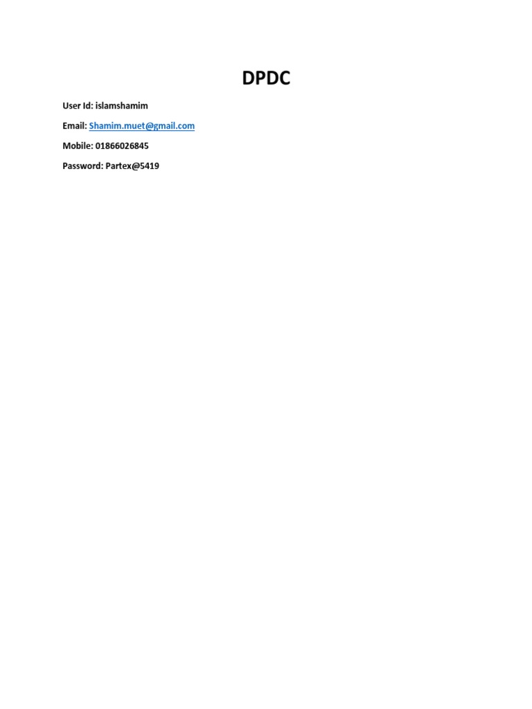 DPDC - User Id | PDF