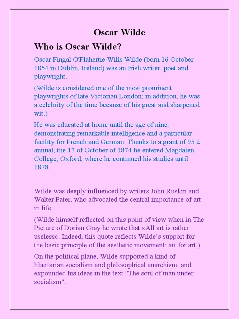 Oscar Wilde Who Is Oscar Wilde? | PDF | Oscar Wilde