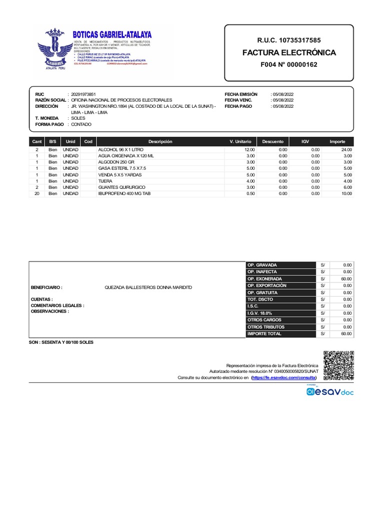 Factura Onpe | PDF | Pagos | Tecnología financiera