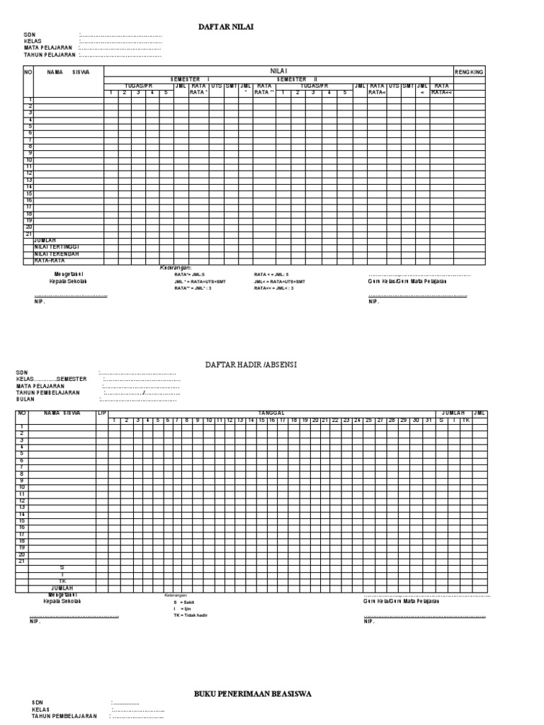 Contoh Format Administrasi Guru | PDF