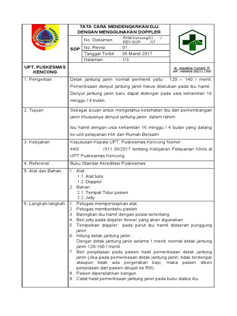 SOP Mendengarkan DJJ dengan Doppler | PDF