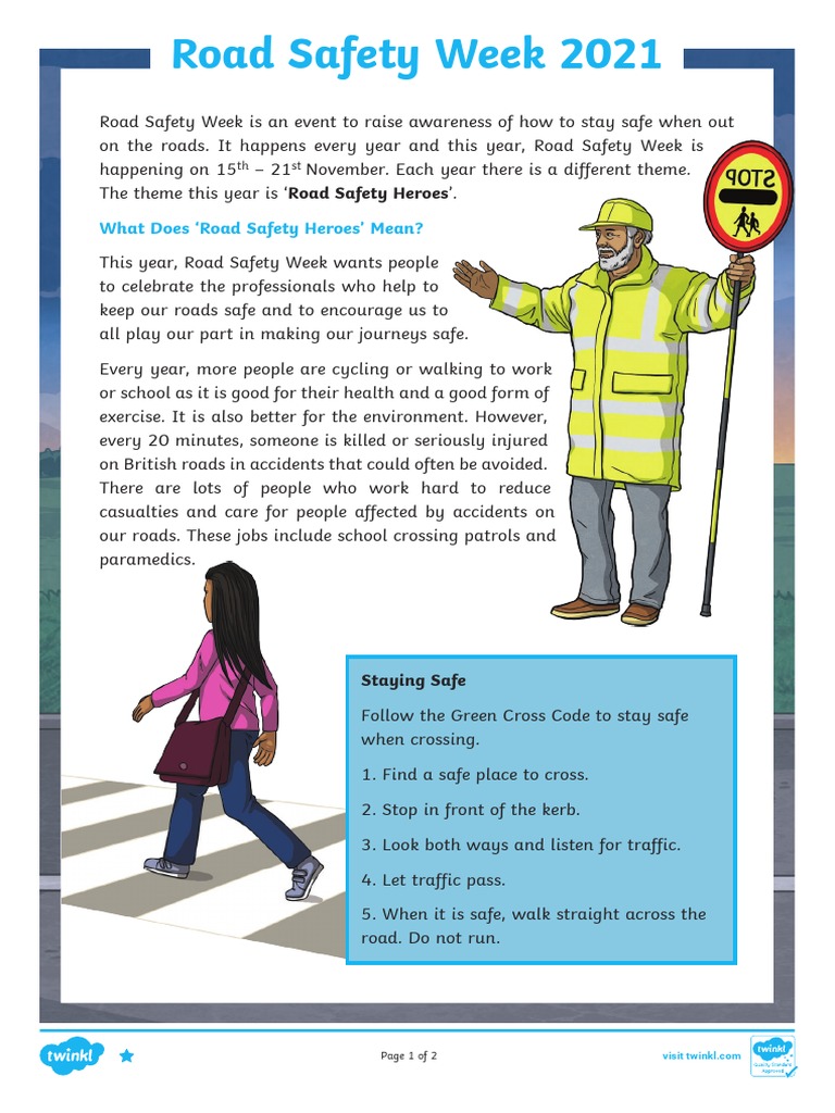 Road Safety Week Differentiated Reading Comprehension | PDF | Road ...