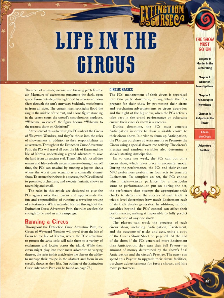 Circus Rules Pathfinder Extinction Curse | PDF | Circus | Advertising