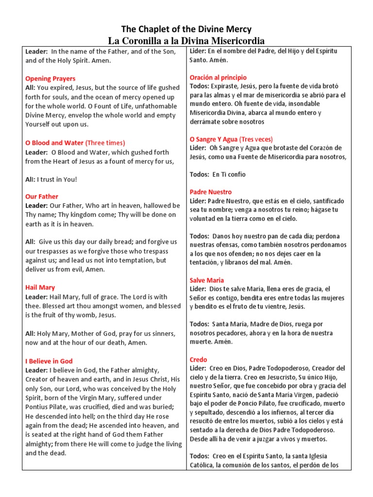 Bilingual Chaplet of The Divine Mercy April 2020 | PDF