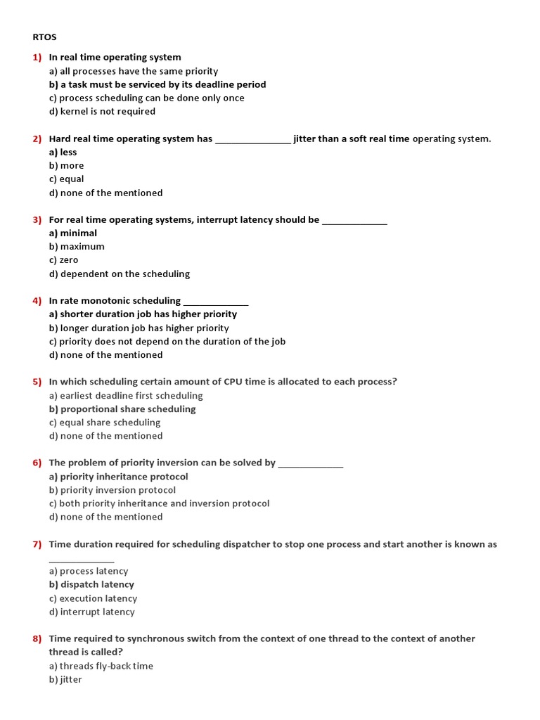 Rtos - MCQ | PDF | Scheduling (Computing) | Real Time Computing
