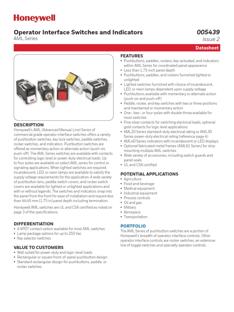 Operator Interface Switches and Indicators: AML Series | PDF | Switch ...