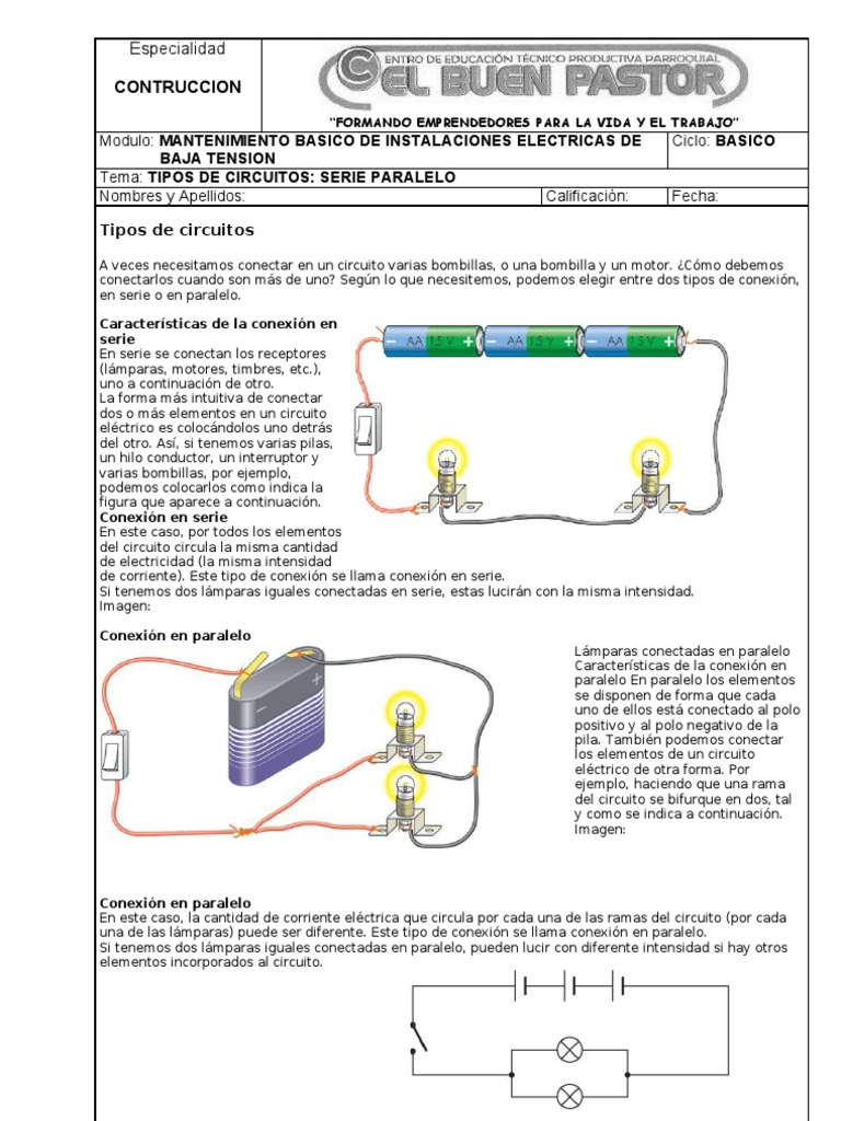 Conexiones eléctricas: Tipos de circuitos en serie y paralelo | PDF ...